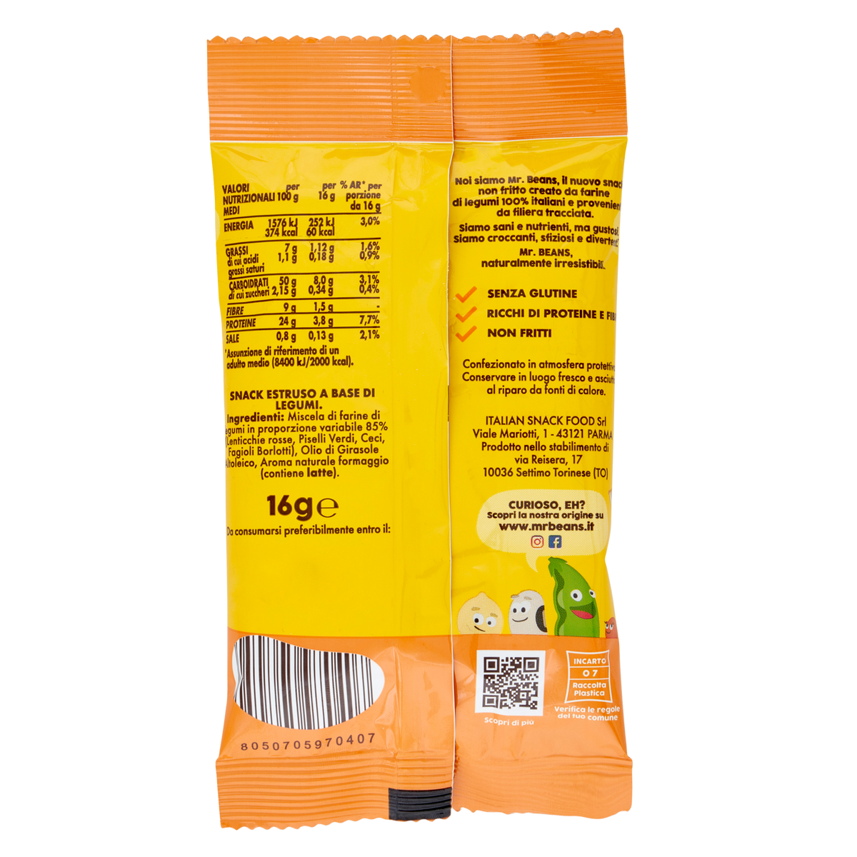 MR.BEANS - SNACK DI LEGUMI - GUSTO FORMAGGIO- 16g – MartinosMarket
